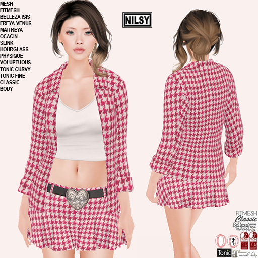 Second Life Marketplace Pink Tweed Outfit Classicandmesh Body